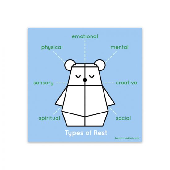 Bear Mindful Types of Rest Sticker - Rayna Lo